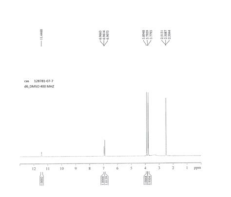 5 6 7 TRIMETHOXY 1H INDOLE 2 CARBOXYLIC ACID 128781 07 7 1H NMR Spectrum