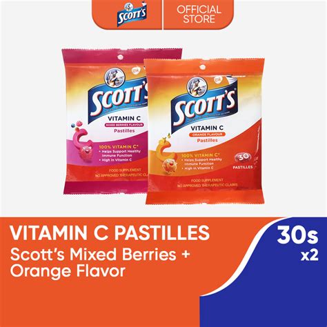 Scott S Vitamin C Pastilles Orange Mixed Berries 30s Pack Of 2