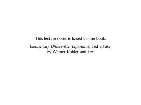 elementary differential equations introduction differential equation math 2214 docsity