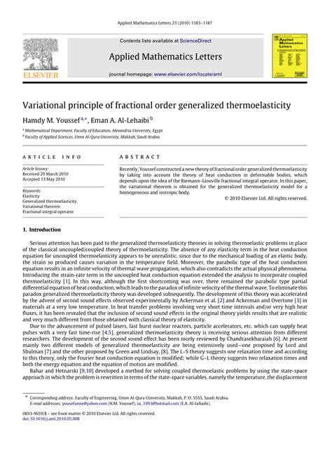 pdf variational principle of fractional order generalized thermoelasticity