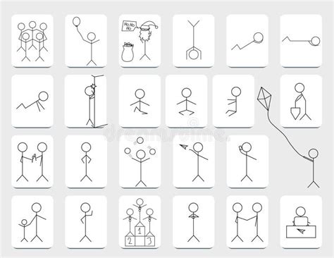Set Of Stick Figures From Thin Line Vector Illustration Stock Vector