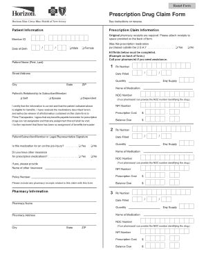 Fillable Online Prescription Drug Claim Form Professional Group Plans