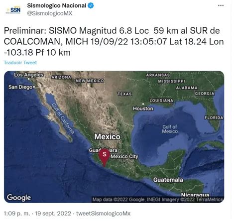 Temblor en México Se registra un sismo en el aniversario del 19 de