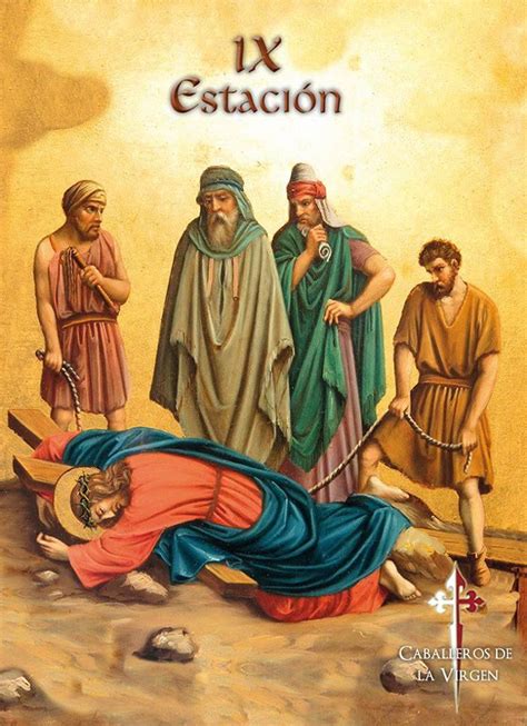 9 Jesús cae por tercera vez Santo viacrucis Símbolos cristianos