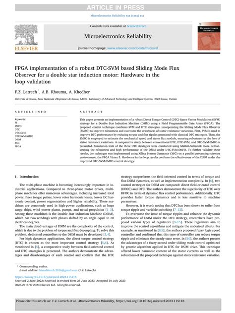 pdf fpga implementation of a robust dtc svm based sliding mode flux observer for a double star