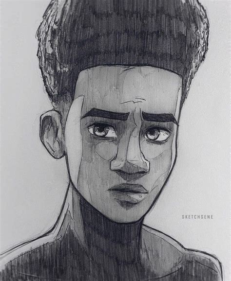 Miles Morales Sketch In Miles Morales Drawing Cartoon Faces