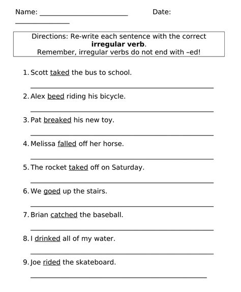 20 Printable Regular And Irregular Verbs Worksheets Free PDF Word