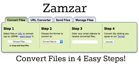 zamzar free file conversion made easy