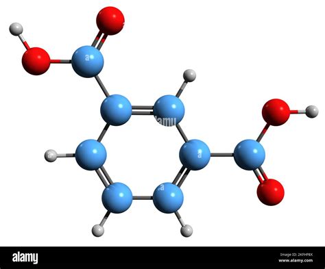 3D imagen de la fórmula esquelética del ácido isoftálico estructura