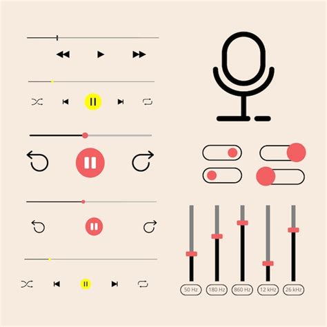 Ensemble D Interface De Bouton De Lecteur De Podcast De Musique