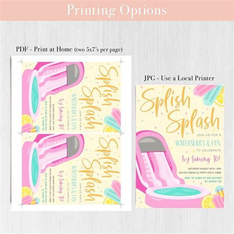 Editable Waterslide Birthday Party Invitation Summer Water Etsy