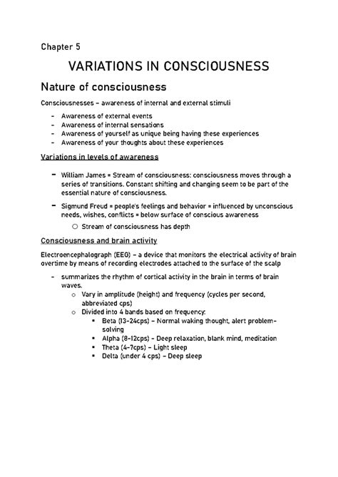 SLK 120 Notes Summary Psychology Chapter 5 VARIATIONS IN