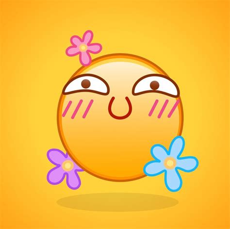 Premium Vector A Cartoon Smiley Face With Flowers On It
