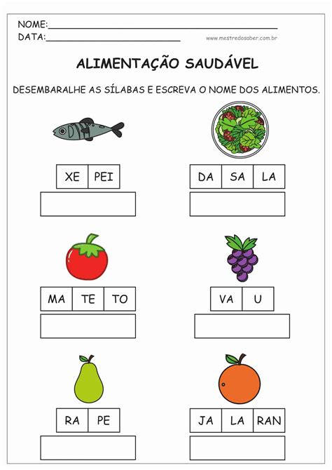 Atividades Sobre Alimenta O Saud Vel Para Imprimir Edukita