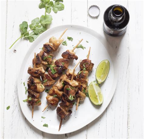 Brochettes de poulet marinées à la bière et au miel Les Céréales Le