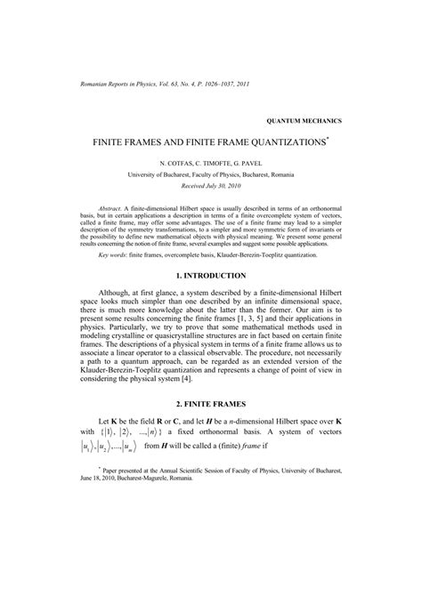 pdf finite frames and finite frame quantizations