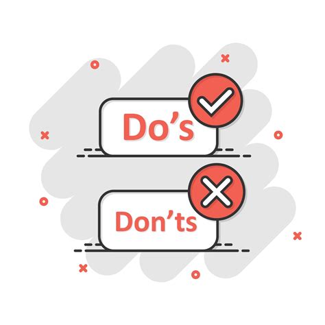Do S And Don Ts Sign Icon In Comic Style Like Unlike Vector Cartoon
