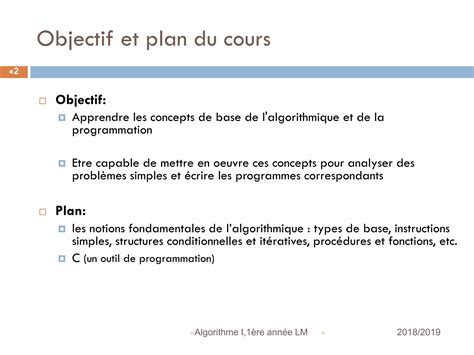 cours algorithme et structure de données 1er année PPT