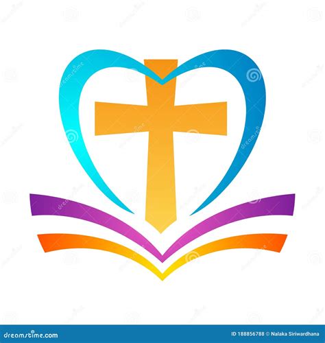 Cruza Con ícono De Biblia Y Logotipo Del Corazón Ilustración del
