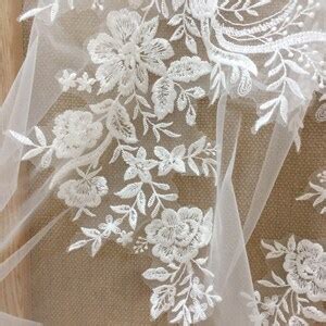 Delicate Bridal Veil Lace Applique With Clear Sequins Lace Pacth