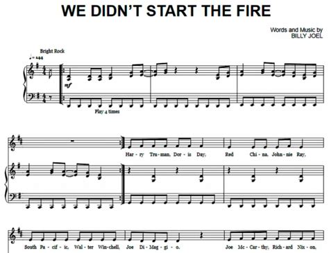 Billy Joel We Didnt Start The Fire Free Sheet Music PDF For Piano