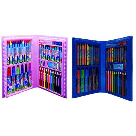Kit Estojo Material Escolar Infantil Para Pintura Maleta 48 Peças