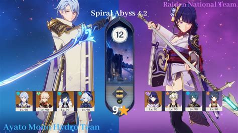 Spiral Abyss 4 2 C0 Ayato Mono Hydro Team C0 Raiden National 9