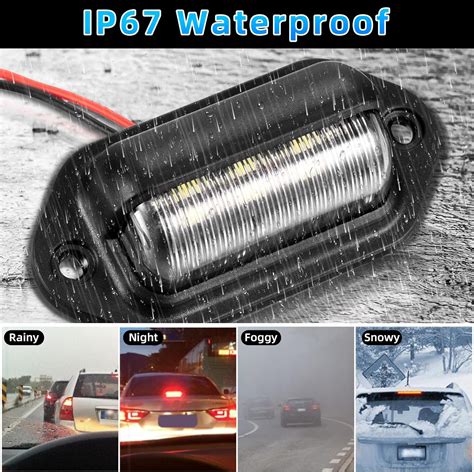 2 luces LED para placa de matrícula de 12 a 24 V impermeables 6 LED
