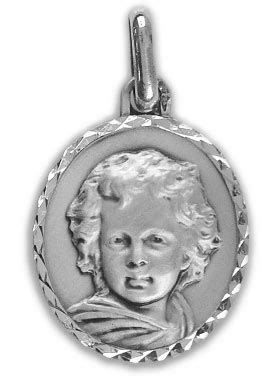 Médaille de Baptême Ange Raphaël en Argent 925 1000 18 mm La