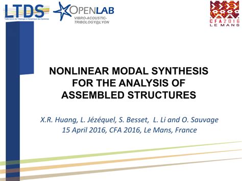 pdf nonlinear modal synthesis for the analysis of assembled structures