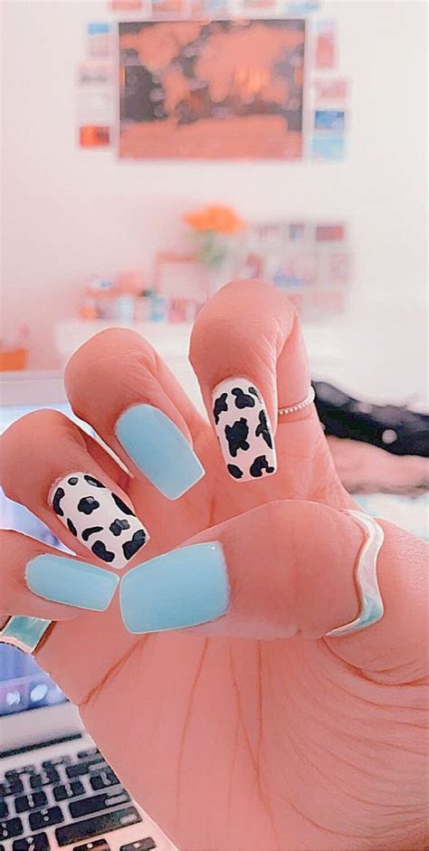 Cow Print Nails Cow Nails Short Acrylic Nails Designs Simple Gel Nails