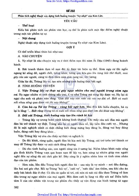 ĐỀ 202 PHÂN TÍCH NGHỆ THUẬT XÂY DỰNG TÌNH HUỐNG TRUYỆN VỢ NHẶT CỦA