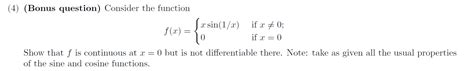 solved consider the function f x {x sin 1 x if x not