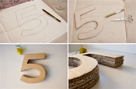 Diy número 5 en 3d con cartón