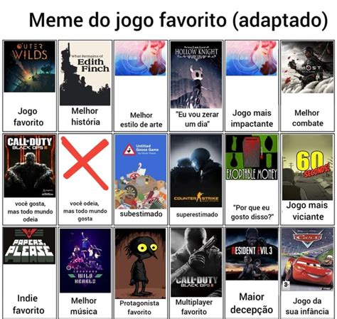 Meme do jogo favorito adaptado Jogo favorito você gosta mas todo