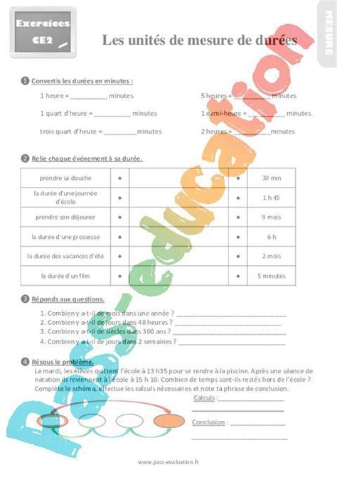 Evaluation avec le corrigé pour le Ce2 sur les unités de mesure de