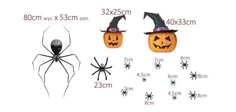 Naklejki Halloween ozdoby na okno Pająki Dynia NaklejkiOzdobne