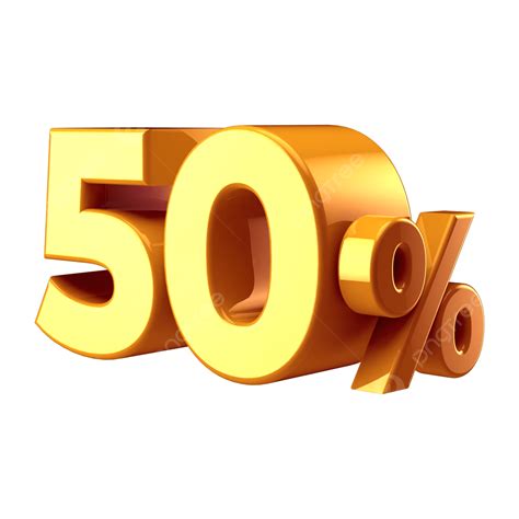 3d Dorado Cincuenta Por Ciento PNG 3d Descuento Cincuenta Por