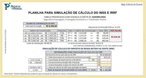 Inss E Irrf Planilha Para Simula O De C Lculo Pr Ticas De Pessoal