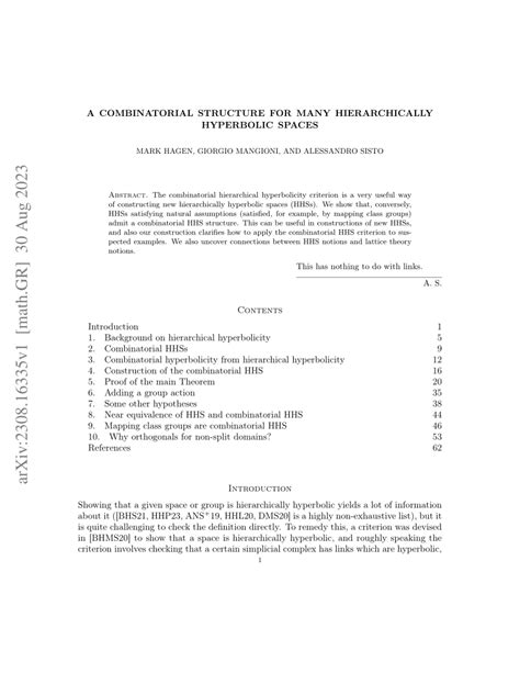 pdf a combinatorial structure for many hierarchically hyperbolic spaces