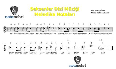 Seksenler Dizi Müziği Melodika Notaları Nota Nehri