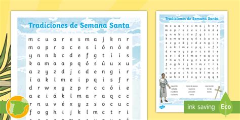 Sopa De Letras Tradiciones De Semana Santa Y Pascua
