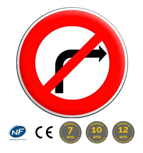 B2b Panneau Interdiction de Tourner à Droite À 40 49 HT