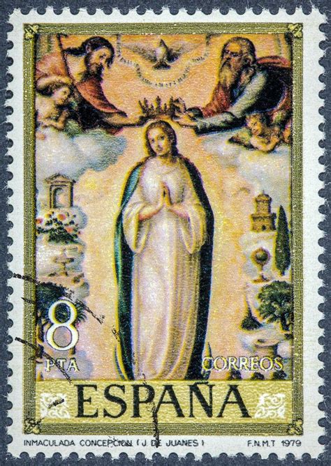 Un Sello Impreso En España Muestra a Inmaculada Concepción De Juan De