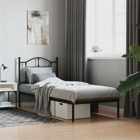 ŁÓŻKO METALOWE POJEDYŃCZE ZE STELAŻEM RAMA ŁOŻKA CZARNA 90x190 cm