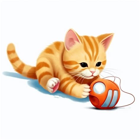 Gato de desenho animado brincando um novelo de lã generativo ai
