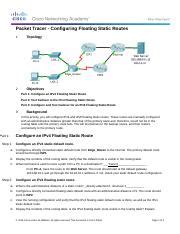 Configuring Floating Static Routes Park Docx Packet Tracer