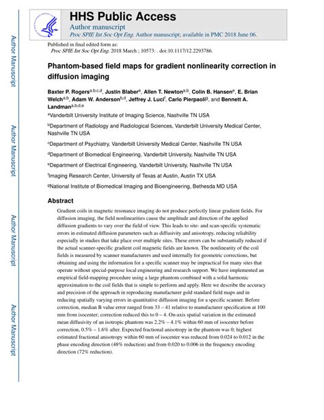 pdf phantom based field maps for gradient nonlinearity correction in diffusion imaging