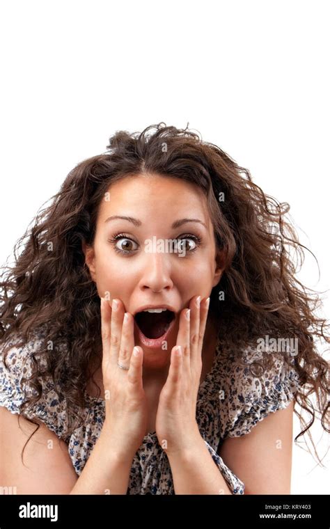 Beautiful Woman With Surprise Face Stock Photo Alamy