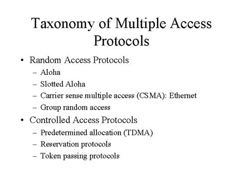 lecture 9 multiple access protocols taxonomy of multiple